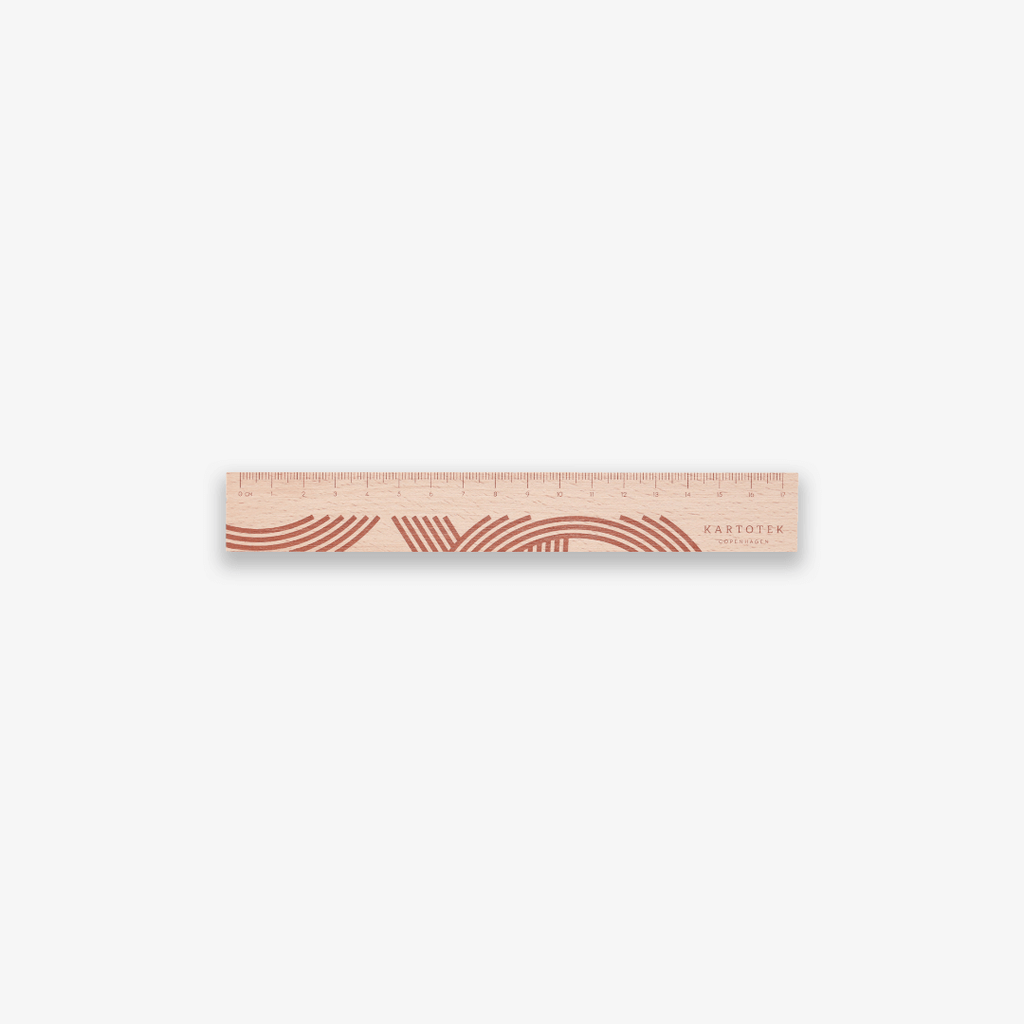 Kartotek Copenhagen Wooden Ruler 17cm - Terracotta – Leaves Stationery ...